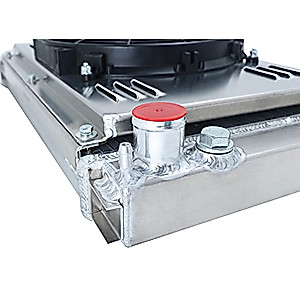 OzCoolingParts 3 Row Core All Aluminum Radiator + 10" Fan w/Louver Shroud + Thermostat/Relay Wire Kit for 1983-1991 1990 Porsche 944 S2 2.5L 2.7L 3.0L l4 MT