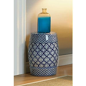 Koehler 10017922 Accent Plus Blue and White Ceramic Decorative Stool
