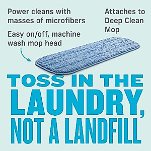 E-Cloth Deep Clean Mop Head, Microfiber Mop Head Replacement for Floor Cleaning, Great for Hardwood, Laminate, Tile and Stone Flooring, Washable and Reusable, 100 Wash Guarantee, 1 Pack