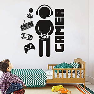 Game Wall Decals Stickers Creative Gaming Quote Poster for Boys Gift,Vinyl Peel and Stick Gamer Decor for Gamer Men's Living Room Play Room Bedroom Home Decoration (Gamer Decal)