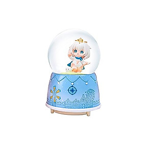 Cartoon Snow Globe Music Box, 80MM Musical Snow Globe with Color Changing LED Lights for Girlfriend Wife Girls Daughter Birthday (Blue)