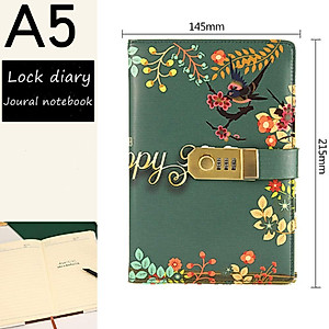 Code Lock Diary Journal Notebook,A5 Christmas Password Notebook Organizer Secret Digital Diary Journal Planner for Kids Diary Gift Notebook (Green)
