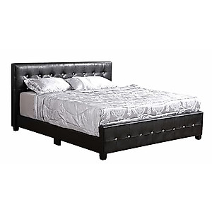 Embrace Luxury with King Bed in Sleek Black - Durable Faux Leather, Hand-Tufted Glam Design, Effortless Assembly, Optimal Mattress Support
