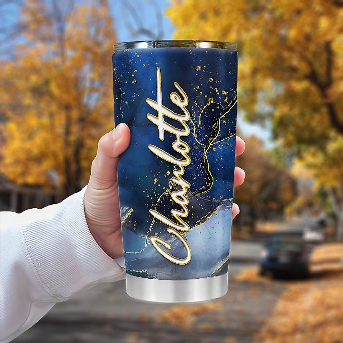 Wassmin Personalized Tumbler Stainless Steel Cup With Lid Custom Name 20oz 30oz Marble Double Wall Vacuumed Insulated Tumblers Travel Coffee Mug Birthday Christmas Gifts For Men Women