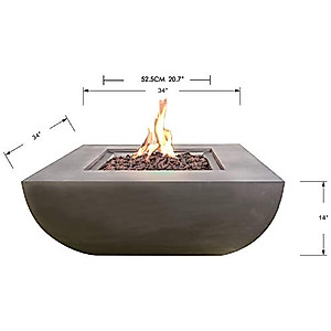 Modeno Westport Outdoor Gas Firepit Table 34 Inches Fire Pit Patio Heater Concrete Outside Electronic Ignition Backyard Fireplace Cover Lava Rock Included Natural Gas