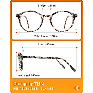 TIJN Blue Light Blocking Glasses Men Women Vintage Thick Round Rim Frame Eyeglasses(Marble Tortoise)