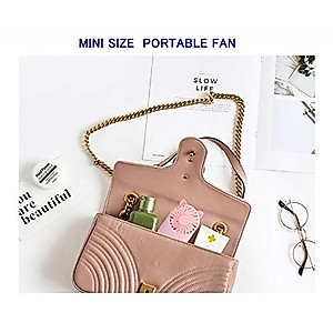 YUERR Portable Mini Fan Handheld Fans For Cooling Air 3 Speeds Adjustable USB Rechargeable Small Table Desk Fan Personal Quiet Eyelash Fan For Kids Women Men Home Office Travel(Pink Kitten)