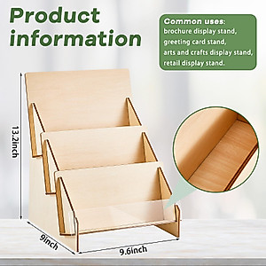 Barydat 2 Pcs Greeting Card Display Stand Wooden Multipurpose Brochure Holder Stand Display Racks for Vendor Events Portable Magazine Literature Organizer Rack (Natural,9 x 9.6 x 13.2 Inch)
