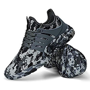 Troadlop Mens Tennis Shoes Breathable Food Service Restaurant Sneakers Comfortable Athletic Sport Running Gym Workout Shoes Camouflage Gray 12