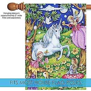 Toland Home Garden 1012161 Fairies and Unicorns Unicorn Flag 28x40 Inch Double Sided Unicorn Garden Flag for Outdoor House Fantasy Flag Yard Decoration