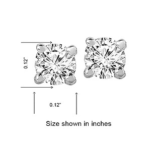 Natalia Drake 10K White Gold Solitaire Round Brilliant Cut 4 Prong 1/4 Cttw Diamond Stud Earrings for Women Color H-I/Clarity I2