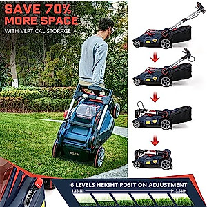 Worth Garden 84V 20" Cordless Battery Brushless Motor Self-propelled Lawn Mower & 500CFM, 125MPH Leaf Blower & 4 2.5AH Lithium Batteries&2 Fast Chargers in 40Mins