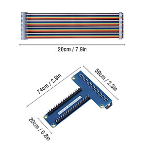 T-Type GPIO Extension Module Board Adapter with 40Pin Ribbon Flat Cable for Raspberry Pi 1B+/ 2B/ 3B