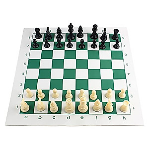 Andux Chess Game Set Chess Pieces and Rollable Board XQTZ-01 (Green,35x35cm)