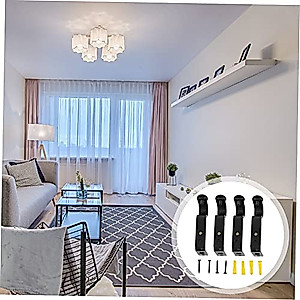 CAXUSD 4pcs Curtain Rod Holder Shower Curtain Hangers L Brackets Heavy Duty Metal Clothes Hanger Curtain Rod Rack Drapery Rod Hanger Simple Curtain Rod Brackets Pretty Bases Black Ceiling