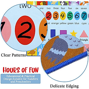 HEBE Kids Play Rug 3'4"x5' ABC Alphabet Numbers Shapes Educational Kid Area Rug Washable Baby Crawling Mat Non Slip Kid Play Mat Carpet for Girl Boy Bedroom Playroom