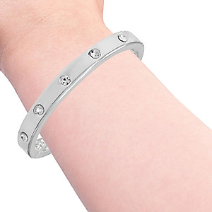 Guess Narrow Hinge with Crystal Silver Bangle Bracelet