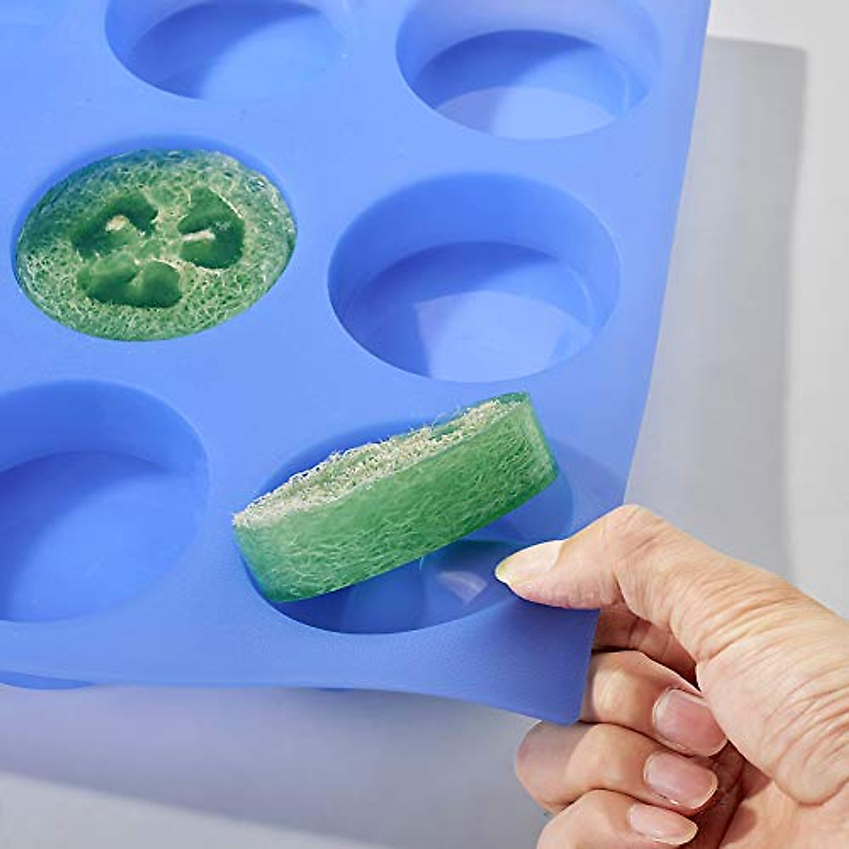 Big Round Silicone Soap Mold 4oz, 3'' Round Silicone Mold for Soap, Thick Individual Loofah Soap Molds with Uniform Big Size and Ease of Use 14" x 11"