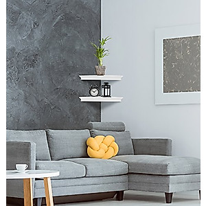 Greenco Corner Shelf, 2-Pack Floating Shelves for Wall, Easy-to-Assemble Wall Mount Corner Shelves for Bedrooms and Living Rooms, 2 Count, White Finish