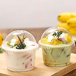Dessert Cups Clear Plastic Cups,50 Pack Dessert Cups Clear Plastic Cups with Dome Lids,Party Cups Fruit Cups Snack Bowls for Iced Cold Drinks Ice Cream Cupcake Parfait (5 OZ)
