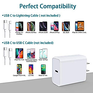 Fast USB C Wall Charger,20W PD Power Adapter Charging Block Compatible with iPhone 14 13 12 11 Pro Max,SE/X/XS,iPad Pro,Samsung Galaxy S20 S10 S9 A01 A11 A21 A51 A71 A20 A50 Note 20,Pixel 5 4a 3a 2 XL