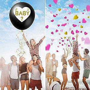 Gender Reveal Powder Confetti Cannon & Confetti Balloon, 100% Biodegradable Gender Reveal Party Cannon Balloon Supplies, Boy or Girl Baby Shower Gender reveal Ideas(2 Pink, 2 Blue and 36'' Balloon)