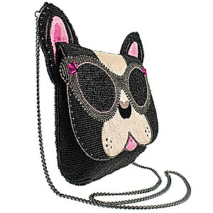 Mary Frances Throw Me a Bone Crossbody Handbag, Black