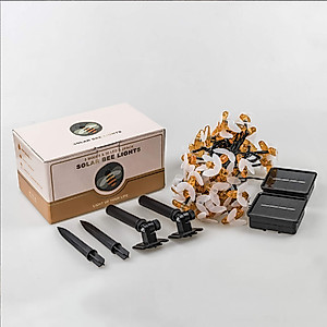 shinymolly Solar String Lights, 2 Pack 21FT 30 LED Solar Bee Fairy Lights 8 Modes Waterproof Outdoor Honeybee String Lights for Garden Patio Gate Yard Party Wedding Indoor Bedroom (Warm White)