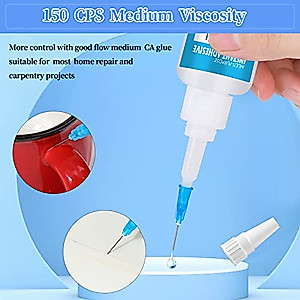 Precision Jewelry Glue Cyanoacrylate Glue Medium CA Adhesive Fast Dry Model Glue with Microtips Applicators for Wood Ceramic Metal Shoe Repair Hobby Crafts and Jewelry Making