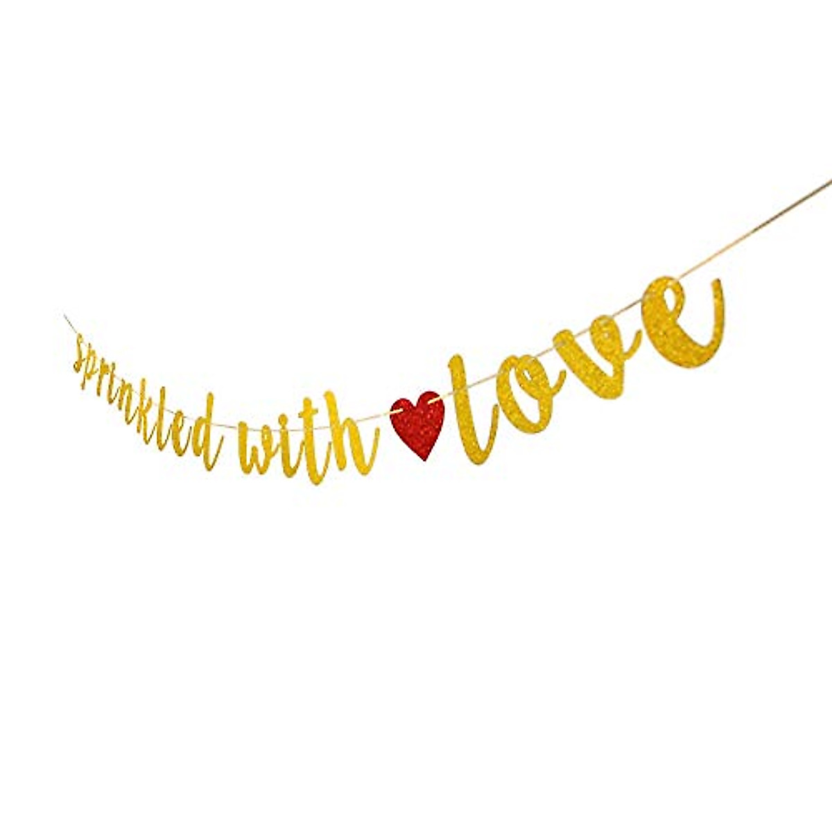 Glitter Gold Sprinkled With Love banner,Sign Garland for Baby Sprinkle,Baby Shower Themed Party Supplies, Gender Reveal Decorations.