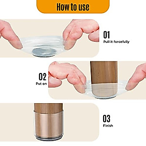 16 PCS Transparent Silicone Chair Leg Floor Protectors for Hardwood Floors.Small 3/4".