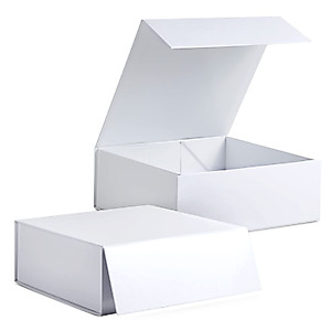 Stockroom Plus 6 Pack Proposal Boxes with Lid for Groomsmen, Bridesmaid, 9.5 x 9.5 x 3.5 Inch Square Glossy White Magnetic Gift Box for Parties, Retail