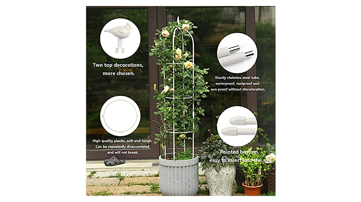 Kamansy 6FT Garden Trellis for Climbing Plants | Rust-Resistant Iron