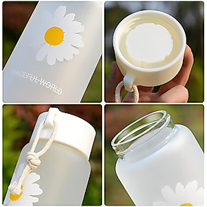JZSMY 500ml Plastic Bottle Little Daisy Matte Water Bottles with Portable Rope Travel Water Cup Juicing Bottles Tea Cup Female Student Creative Handy Cup Plastic Water Bottles (1Pcs Six Flowers)