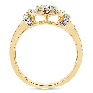 SAVEARTH DIAMONDS 0.60 Carat Round Cut Lab Created Moissanite Diamond Cluster Engagement Ring For Women In 14K Yellow Gold Over Sterling Silver (VVS1 Clarity, 0.60 Cttw)-9