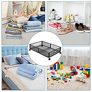 SubClap Under Bed Storage Container with Wheels 1 Pack, Underbed Rolling Drawer Storage Organizer for Clothes Shoes Blankets Books, Metal Underbed Drawer Cart for Bedroom, 23.6" L x 15.9" W x 6.42" H