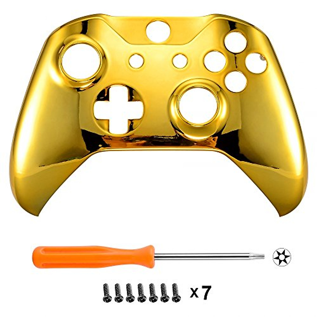 eXtremeRate Chrome Gold Front Housing Shell Faceplate for Xbox One S & Xbox One X Controller - Controller NOT Included