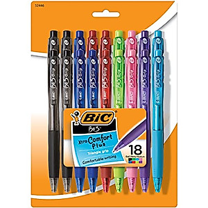 BIC BU3 Ballpoint Pen, Retractable, Medium 1 MM, Assorted Fashion Ink and Barrel Colors, 18/Pack