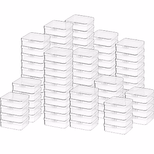 SATINIOR 300 Packs Clear Small Plastic Containers 2.12 x 2.12 x 0.8 Inches Transparent Storage Box with Hinged Lid in Bulk for Jewelry Hardware Crafts Small Items