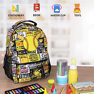 Softball Backpack for Boys Girls, Elementary Middle High School Bookbags for Teen Kids, Travel Laptop Backpack for College Students Women Men Durable Lightweight School Bags, 17 Inch Large Back Packs