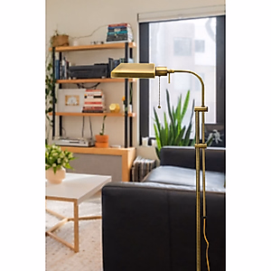 Cal Lighting BO-117FL-AB Floor Lamp Pharmacy Collection with Adjust Pole , 62 inches, Antique Brass Finish