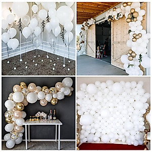 RUBFAC White Balloons, 70pcs 5 Inch White Balloons and Ribbon, Thick Latex Balloons for Birthday Wedding Baby Shower Graduation Anniversary Party Decorations