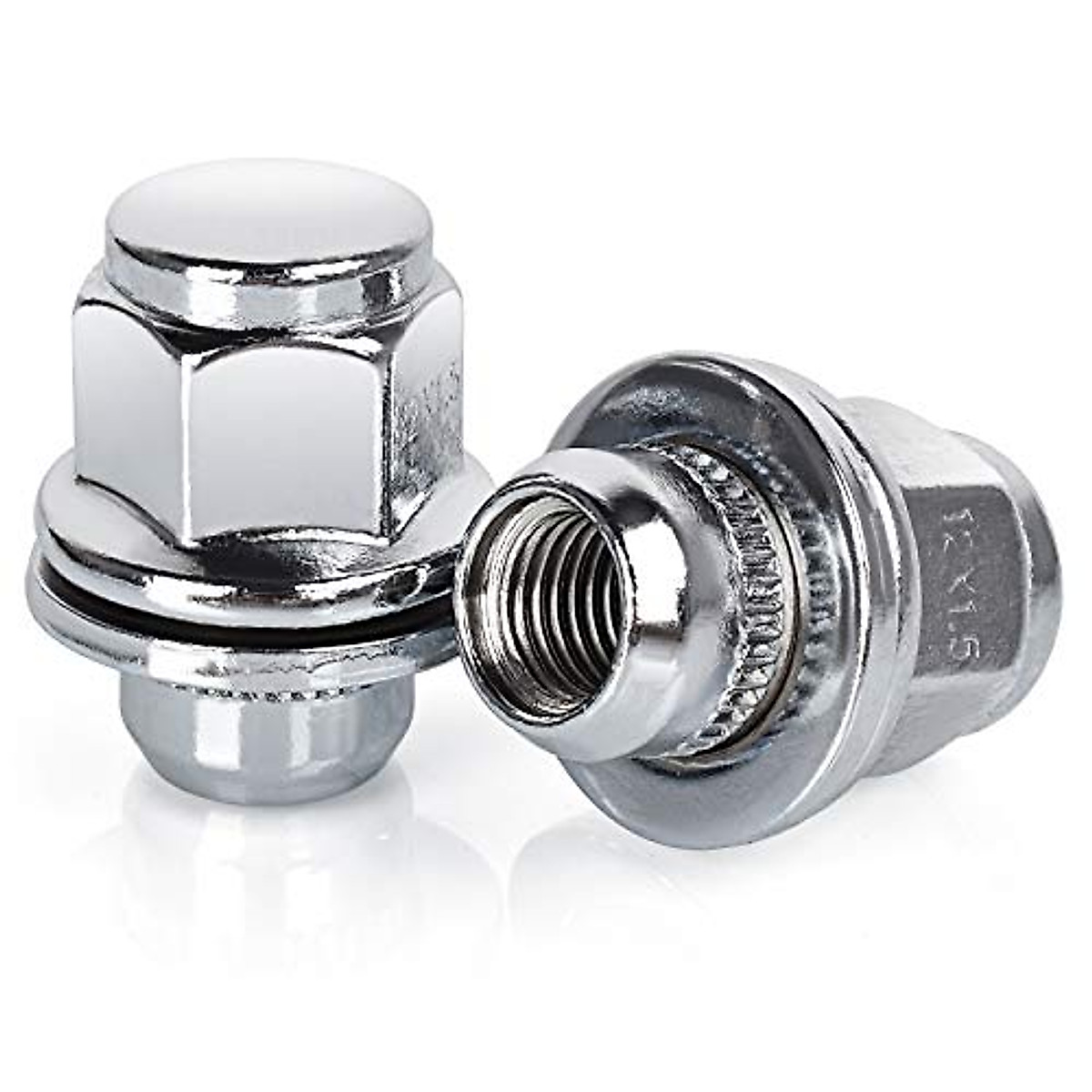 PUENGSI 24Pcs 12mmx1.5 Wheel Lug Nuts, Mag Seat Chrome M12x1.5 Lug Nuts, 1.46" Tall 13/16”Hex Closed End Lug Nuts with Washer Compatible for Toyota Camry Sienna Lexus Vehicles