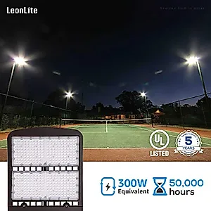 LEONLITE 300W LED Parking Lot Light, Dusk to Dawn Adjustable Shoebox Pole Lights with Photocell, Commercial LED Street Lighting, UL Listed, 1-10V Dimmable, IP65 Waterproof, 5000K Daylight
