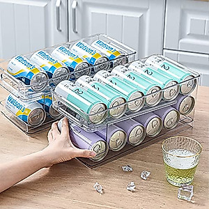 Refrigerator Soda Can Storage Box Coca Cola Double Layer Automatic Rolling Drink Box, Refrigerator Can Organizer Suitable for Fridge Kitchen Pantry Countertop, Camping,RVs