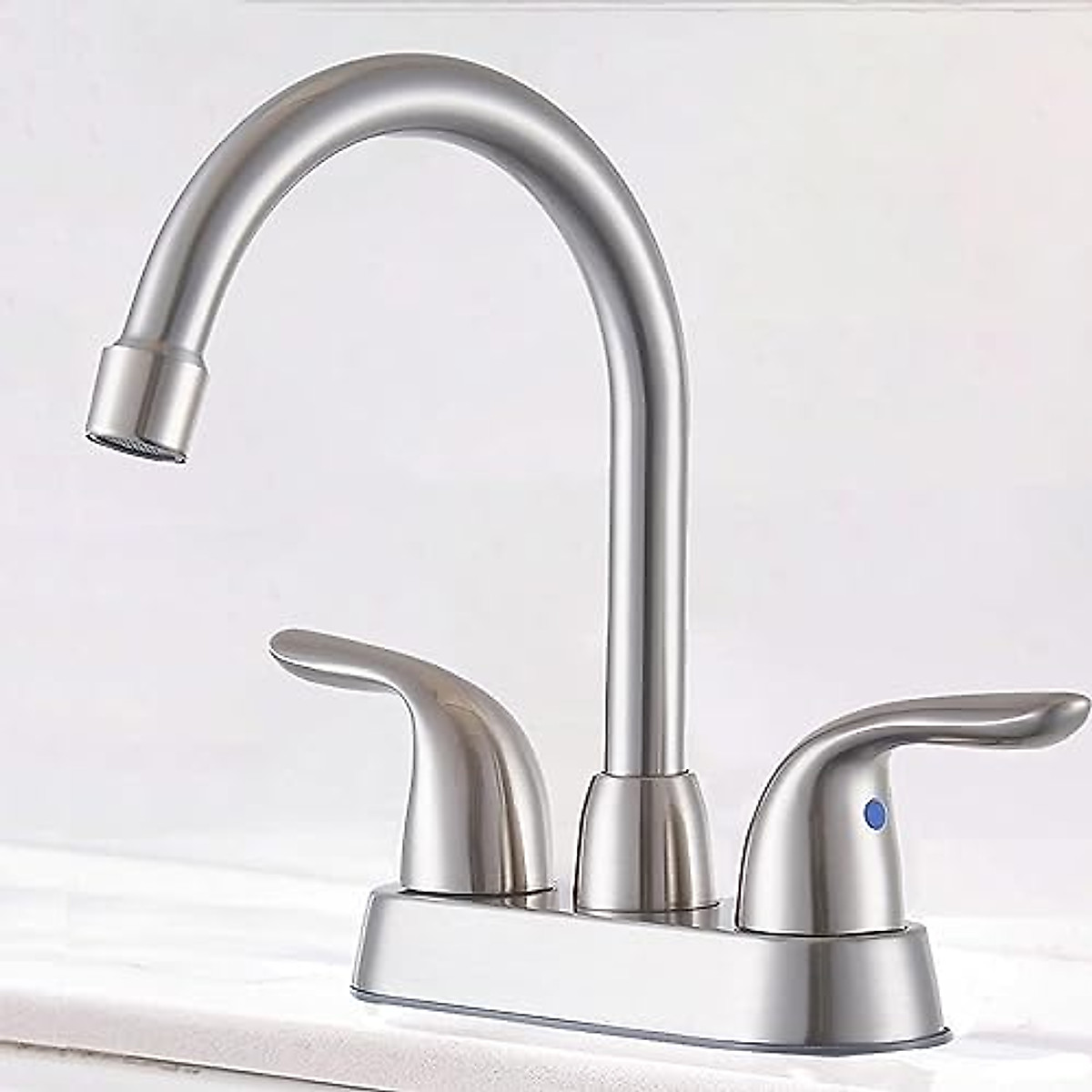 VCCUCINE Bathroom Faucet Brushed Nickel, Bathroom Faucets for Sink 3 Hole, 4 Inch Centerset 2 Handle Bathroom Sink Faucet, 360° Swivel Spout Bath Rv Lavatory Vanity Faucet
