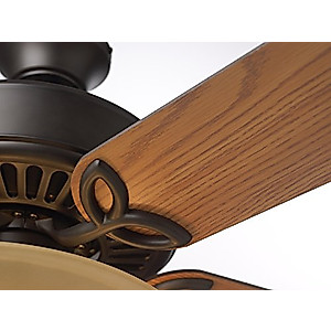 Ashland LED Ceiling Fan with Light Kit | 52 Inch Fixture with 5 Blades, Removable Glass Shade, and Pull Chain | Low Profile Hugger with Dual Mount Design and Downrod, Oil Rubbed Bronze