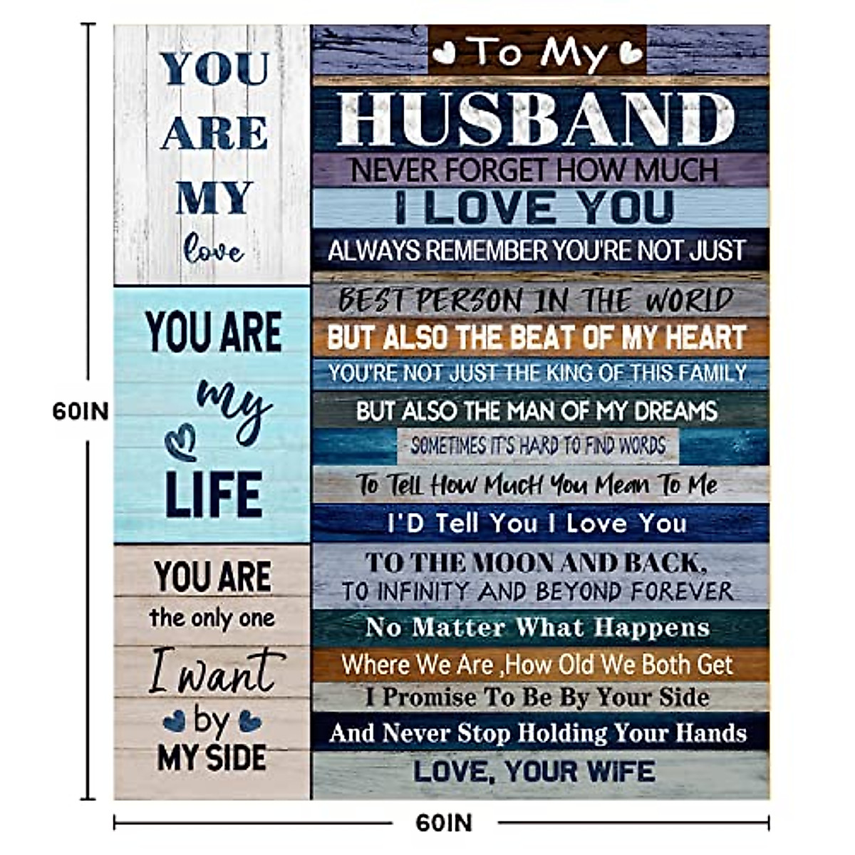 to My Husband Gift Blanket from Wife, I Love You, Husband Gift for Husband Blanket Throw for Christmas Birthday Valentine's Day Soft Bed Flannel Blanket 50x60in