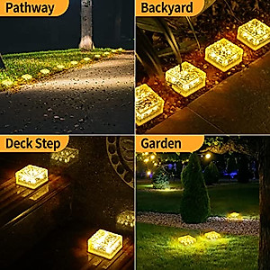 XKSINMY Solar Outdoor Lights Solar Brick Lights Water Proof Solar Ground Lights 4.3 * 4.3inch Warm White Led Lights for Patio Pathway Lawn Yard Deck Driveway Walkway