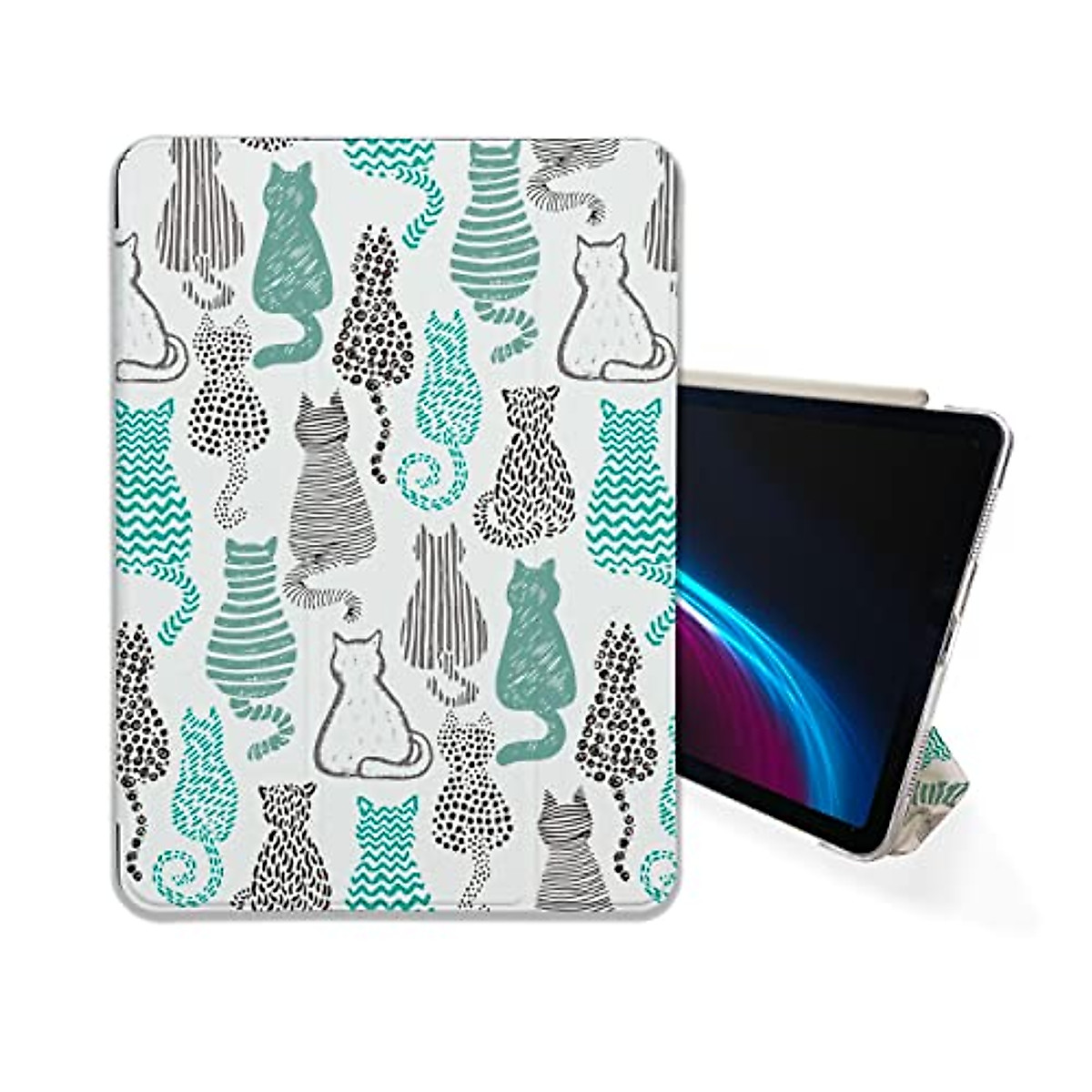 Cute Cat Silhouette Kitten case Compatible with iPad Mini Air Pro 7.9 8.3 9.7 10.2 10.9 11 12.9 inch Pattern Cover New 2022 2021 Trifold Stand 3 4 5 6 7 8 9 Generation 473 (12.9 Pro 3/4/5 gen)